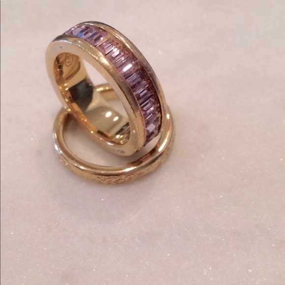Coach | Jewelry | Coach Stacking Rings Gold With Lavender Crystals ...
